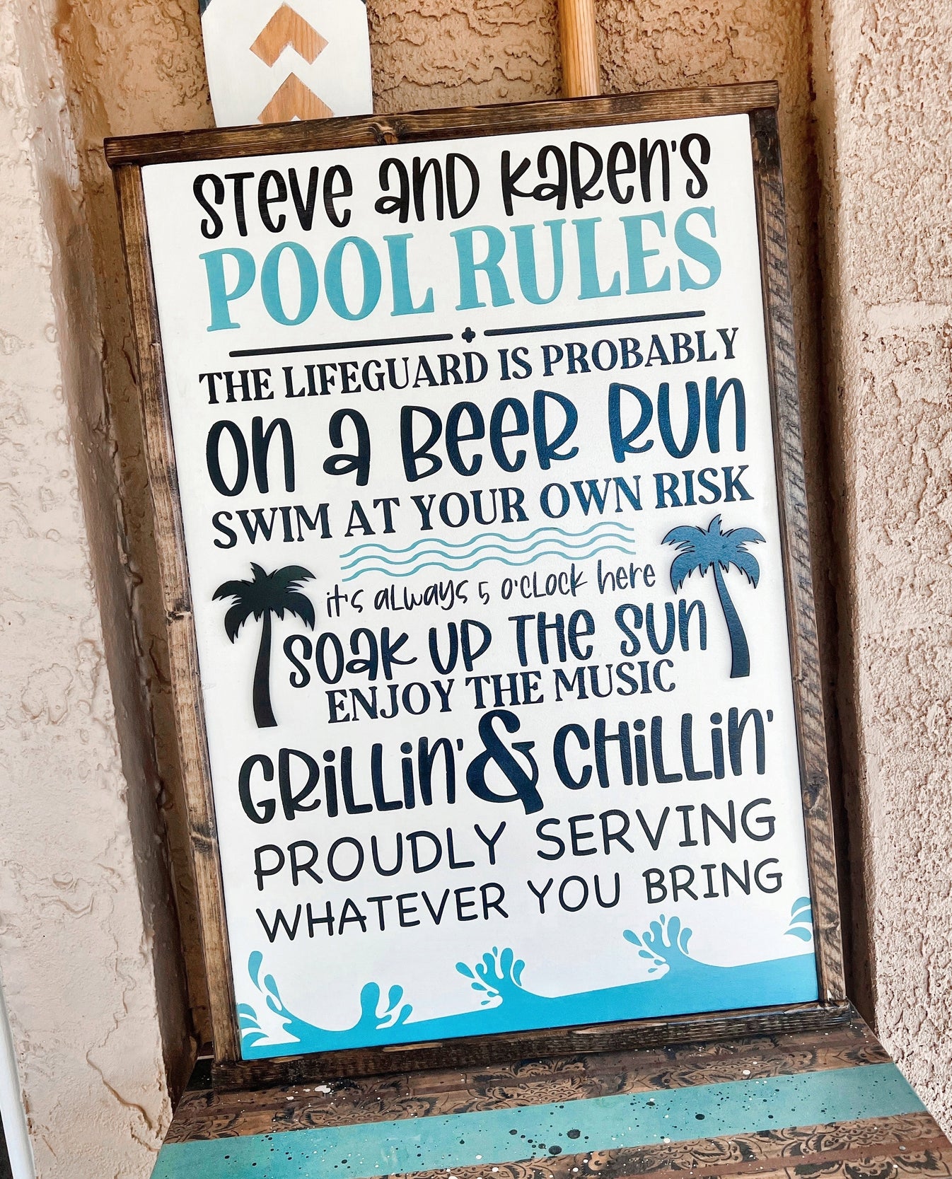 Family Pool Rules Wood Sign – Salty Charm Gift Co